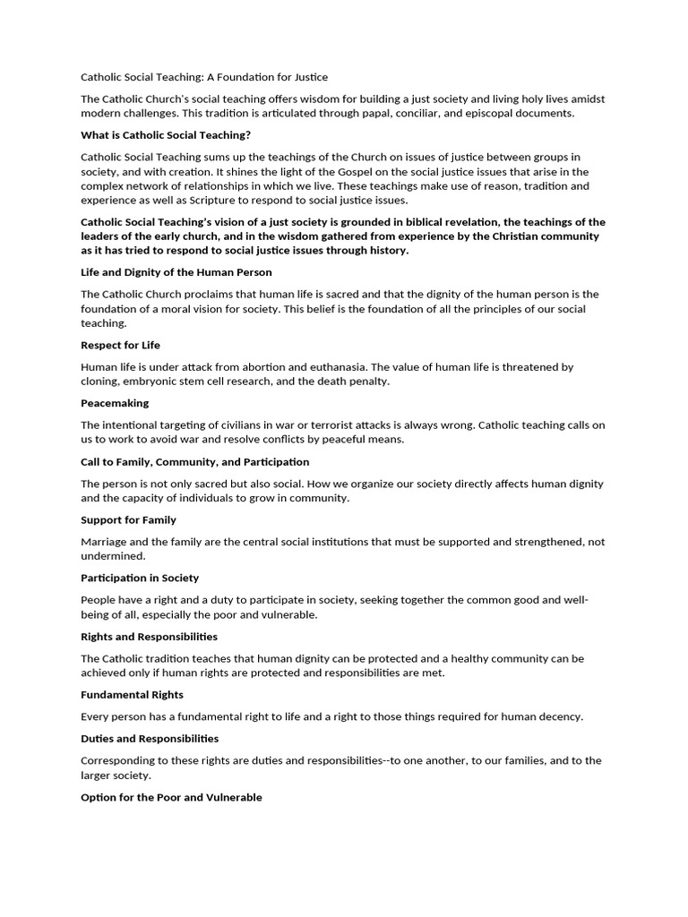 Catholic Social Teaching | PDF | Catholic Social Teaching | Catholic Church