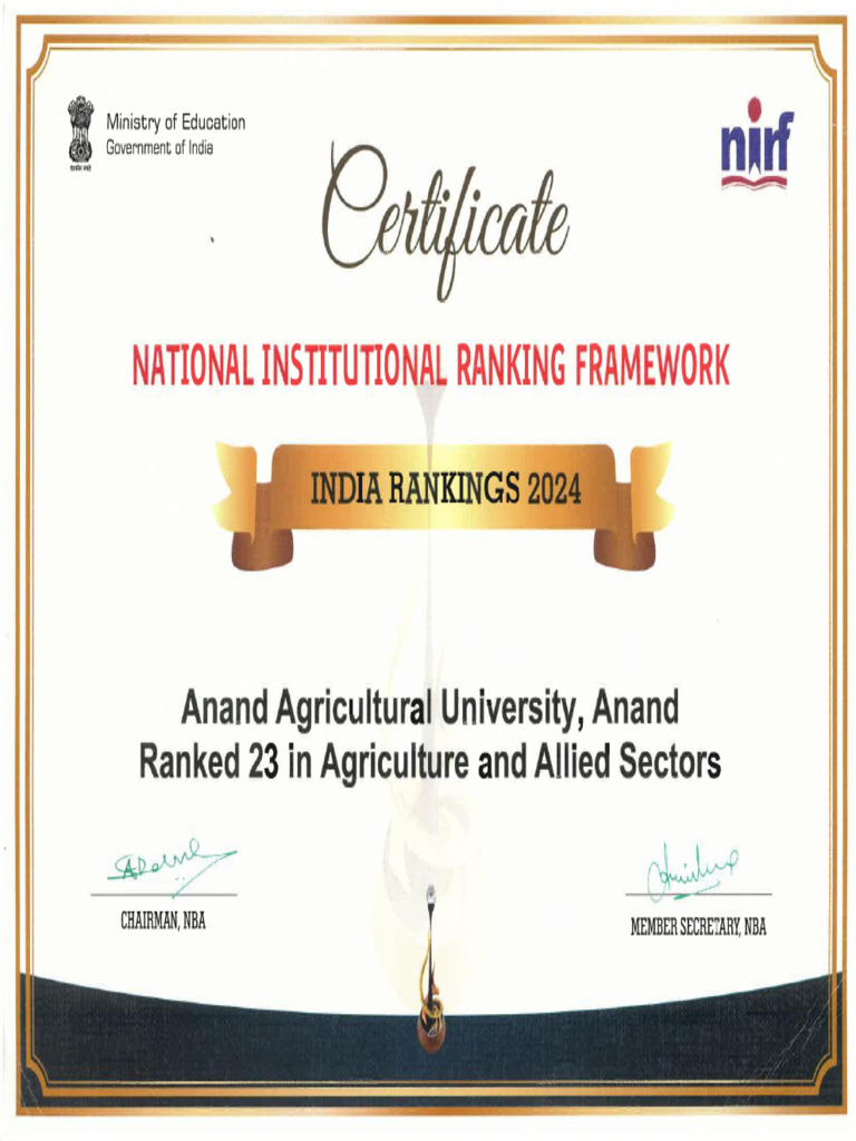 Nirf Ranking 2024 Certificate Reg Jan 2025 | PDF