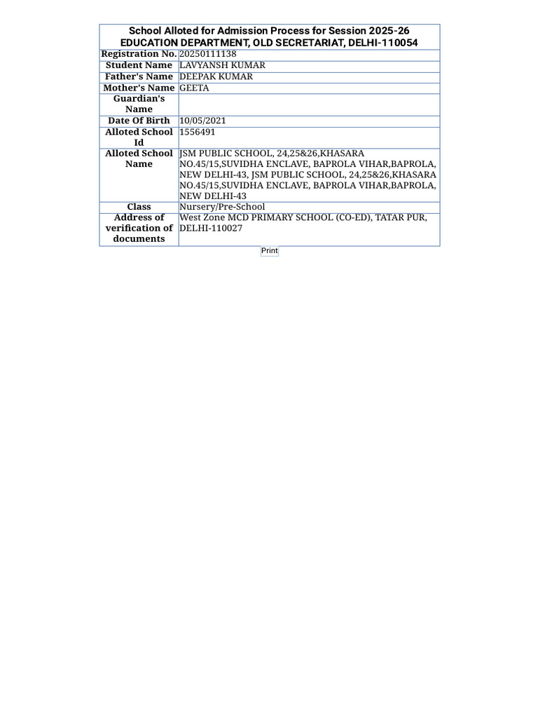 Admission Allotment for 2025-26 | PDF