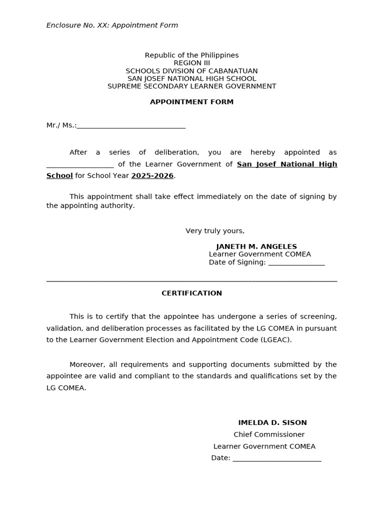 Enc.19 Appointment-Form | PDF