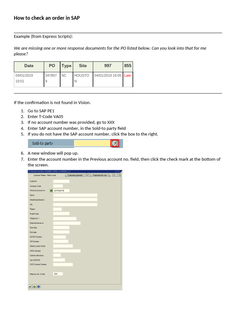 SAP PO Lookup and EDI 855 Guide | PDF