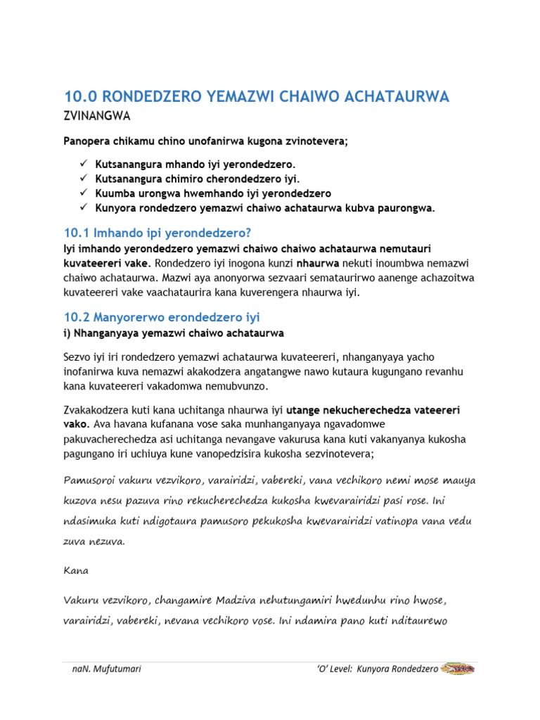 Rondedzero Yemazwi Achataurwa - Pdf.docx | PDF