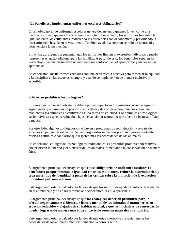 Beneficios de los Uniformes Escolares | PDF | zoo | Bienestar