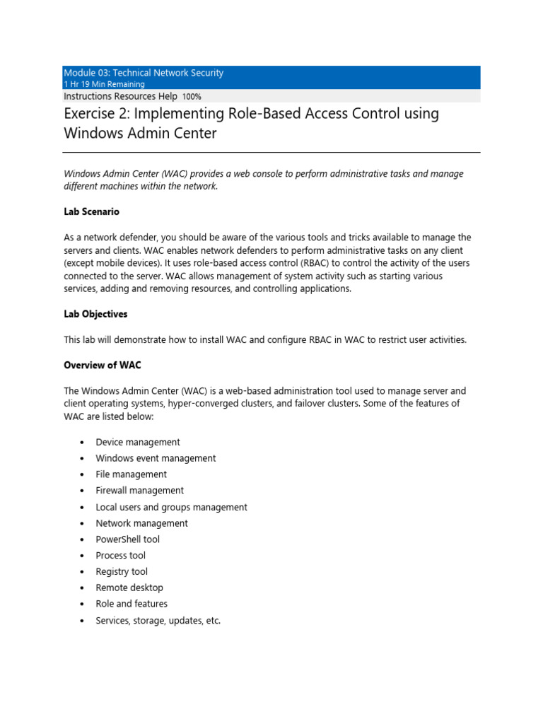 3.2 Implementing Role-Based Access Control Using Windows Admin Center ...