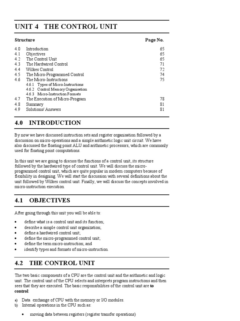 Control Unit | PDF | Instruction Set | Central Processing Unit