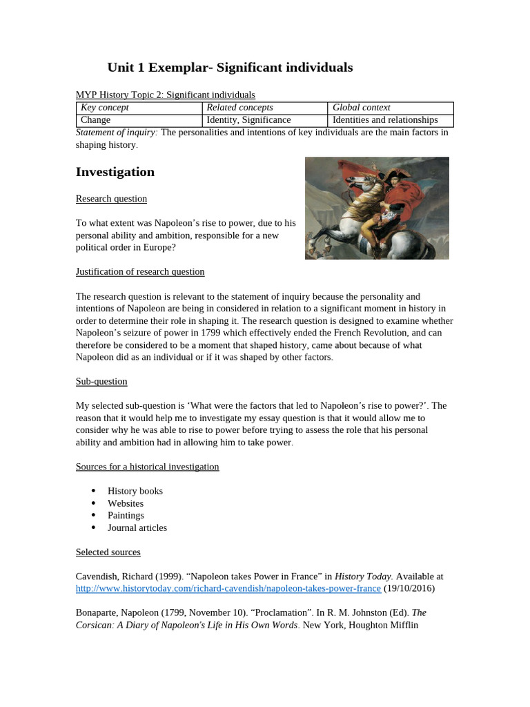 Action Plan - Exemplar Napoleon | PDF | Napoleon | Cognition