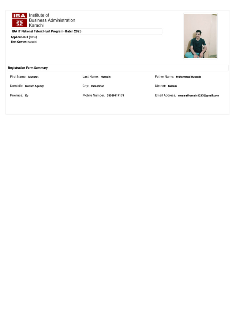 IBA IT Talent Hunt Registration 2025 | PDF