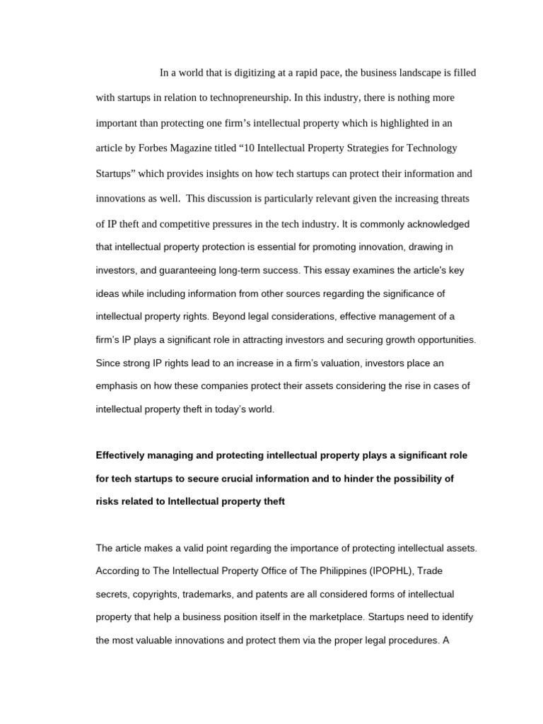 IP Protection Strategies for Tech Startups | PDF | Intellectual ...