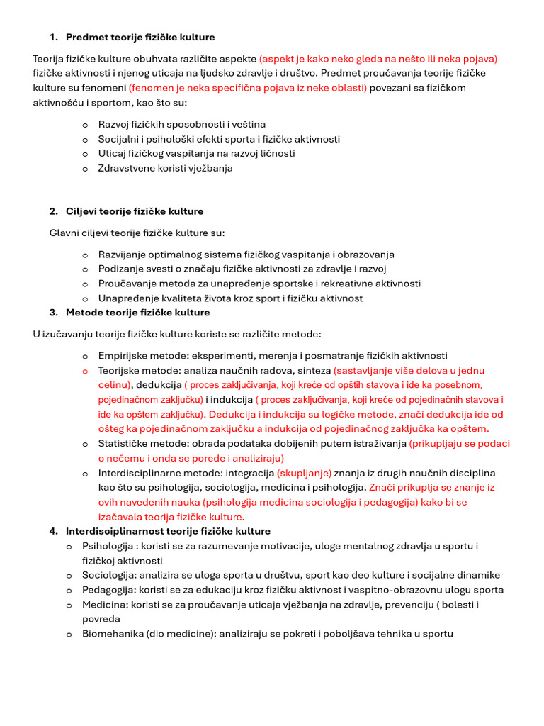 Predmet Teorije Fizičke Kulture | PDF