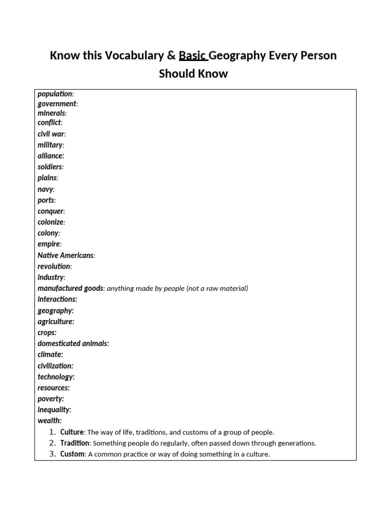 Basic Geography Every Middle Schooler Should Know | PDF | Traditions ...