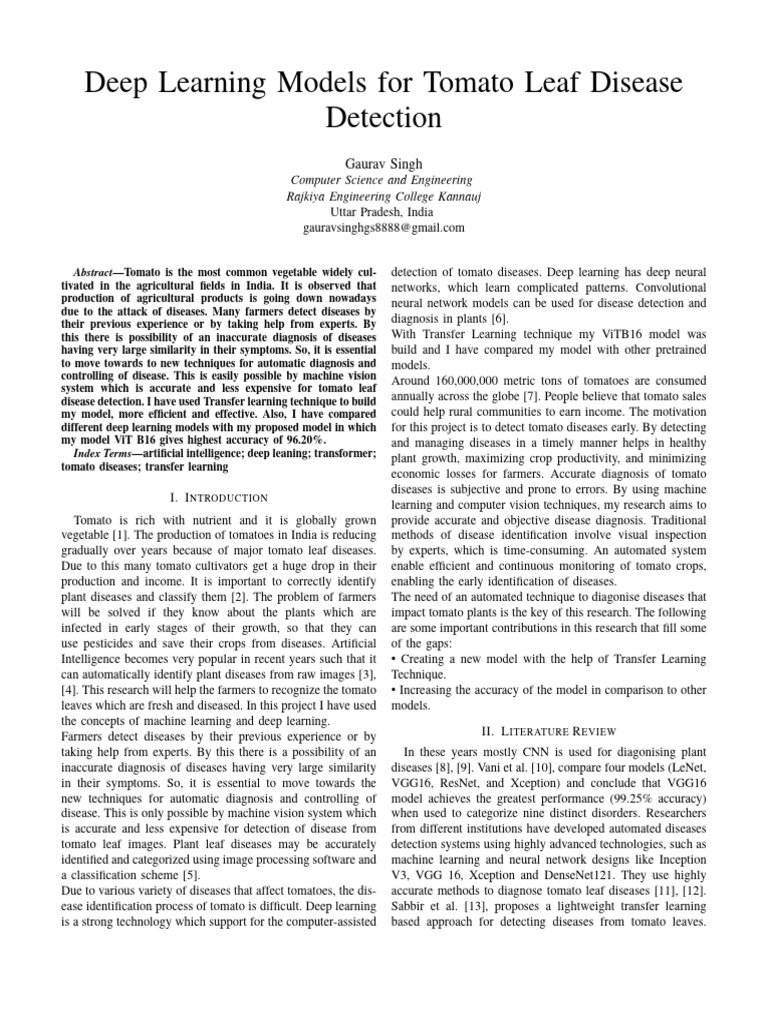 Tomato Leaf Disease Detection Conference Paper | PDF | Deep Learning ...