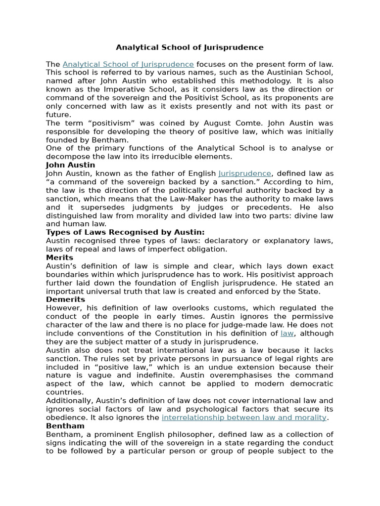 Analytical School of Jurisprudence | PDF | Jurisprudence | Immanuel Kant