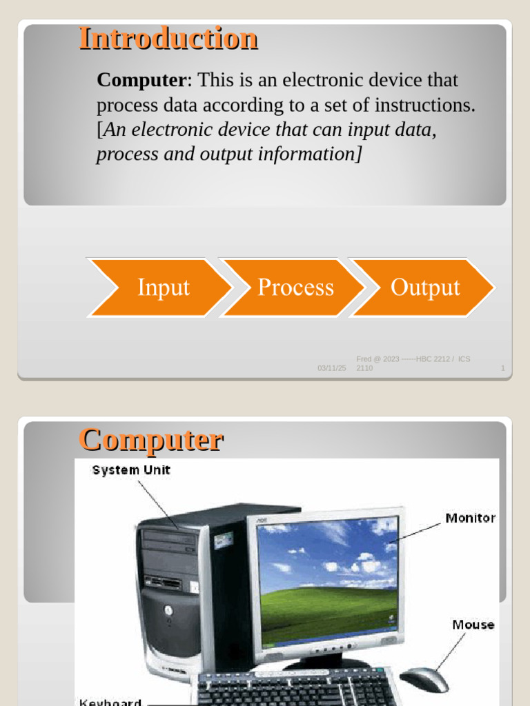 Topic 1-Introduction | PDF | Input/Output | Computer Hardware