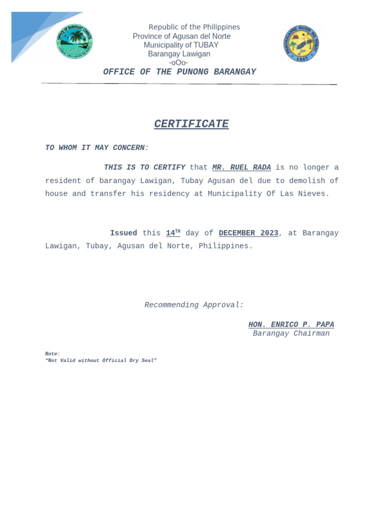 CERTIFICATE OF DEMOLISH | PDF