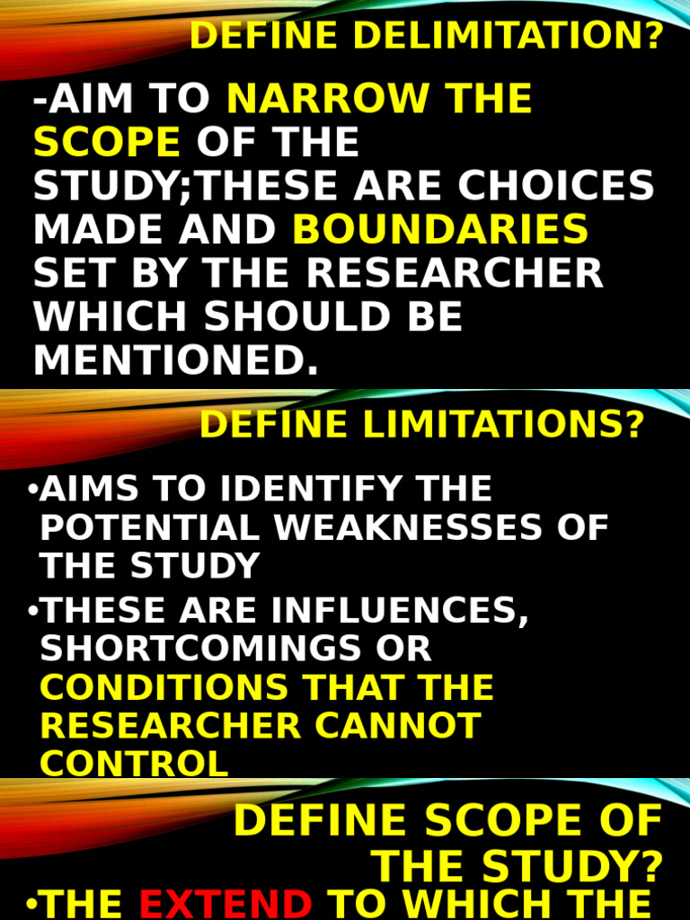 Scope and Delimitation and Definition of Terms | PDF | Sampling ...