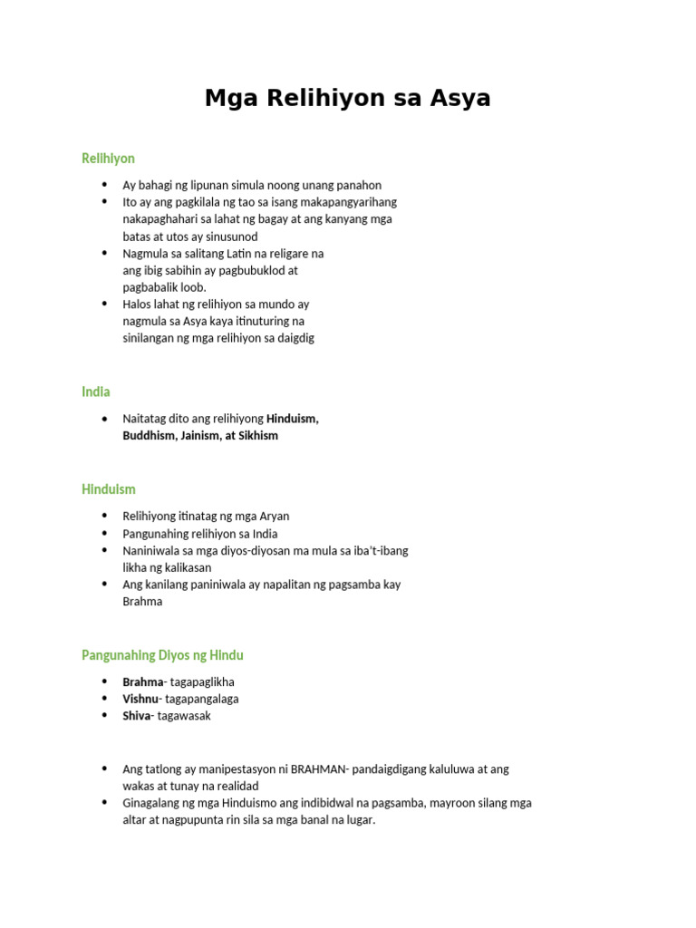 Mga Relihiyon Sa Asya | PDF