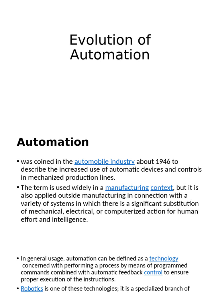 Evolution of Automation | PDF | Automation | Machines