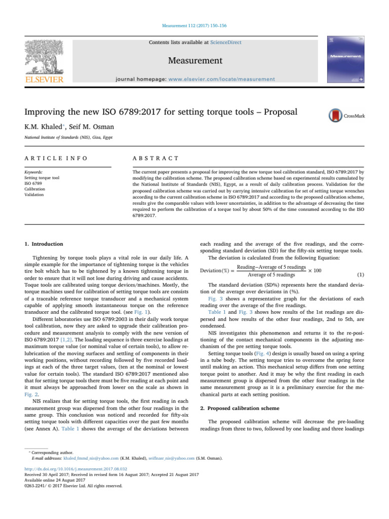 Measurement 2017 Dec Vol 112 Khaled, K M Osman, Seif M Improving | PDF ...