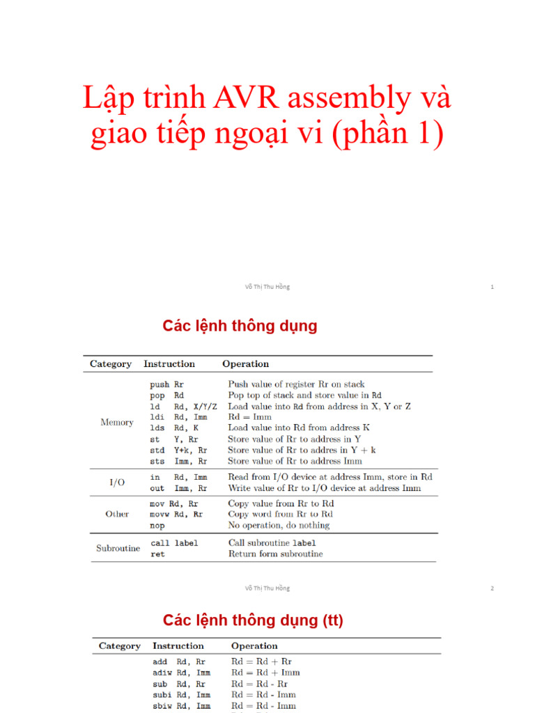 Lập trình AVR assembly (phần 1) | PDF