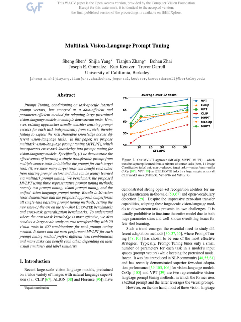 Shen Multitask Vision-Language Prompt Tuning WACV 2024 Paper | PDF | Applied Mathematics | Computing