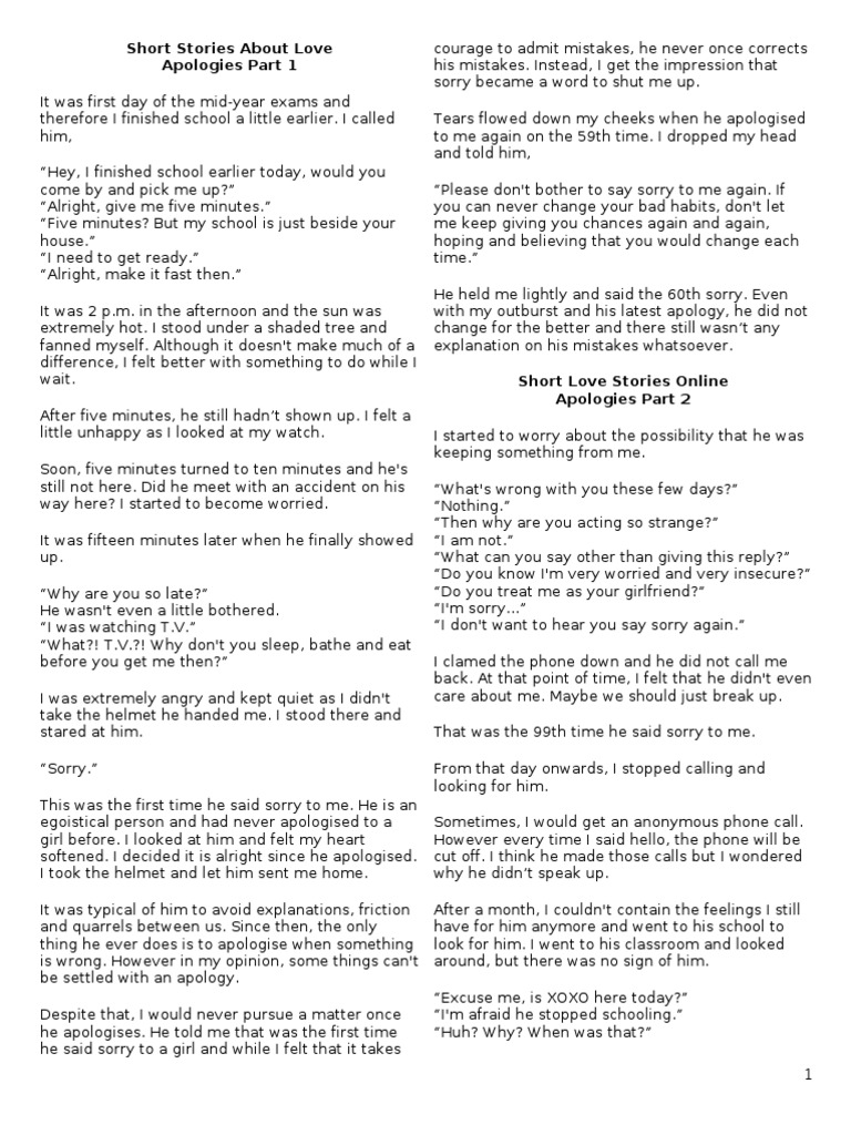 Short Stories About Love | PDF | Hatred | Wound