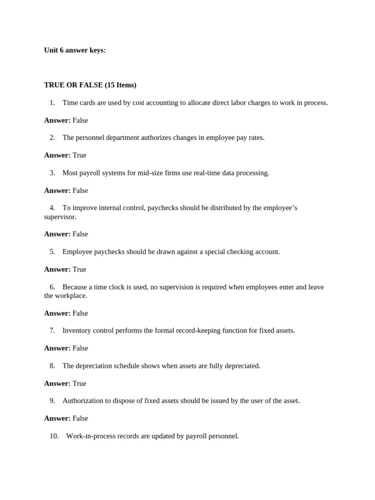 Unit 6 Answer Keys | PDF | Paycheck | Depreciation