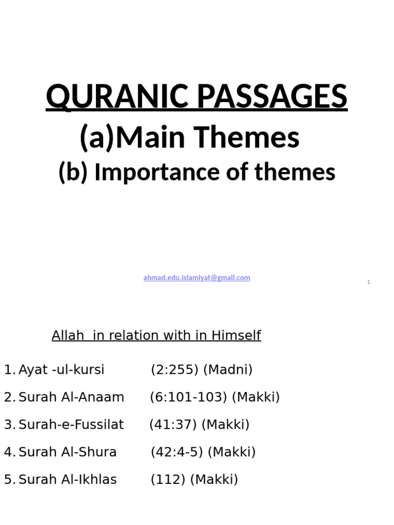 Quranic Themes on Allah's Nature | PDF | Prophets And Messengers In ...