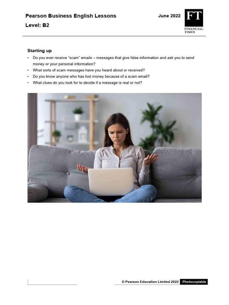 Business English Premier Lesson B2 June 2022 | PDF | Fraud | Internet Fraud