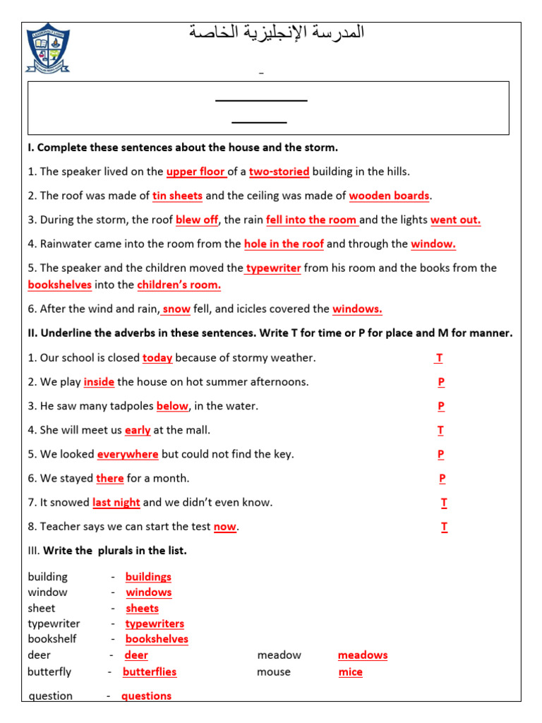Answers - English Worksheet | PDF | Linguistics | Grammar