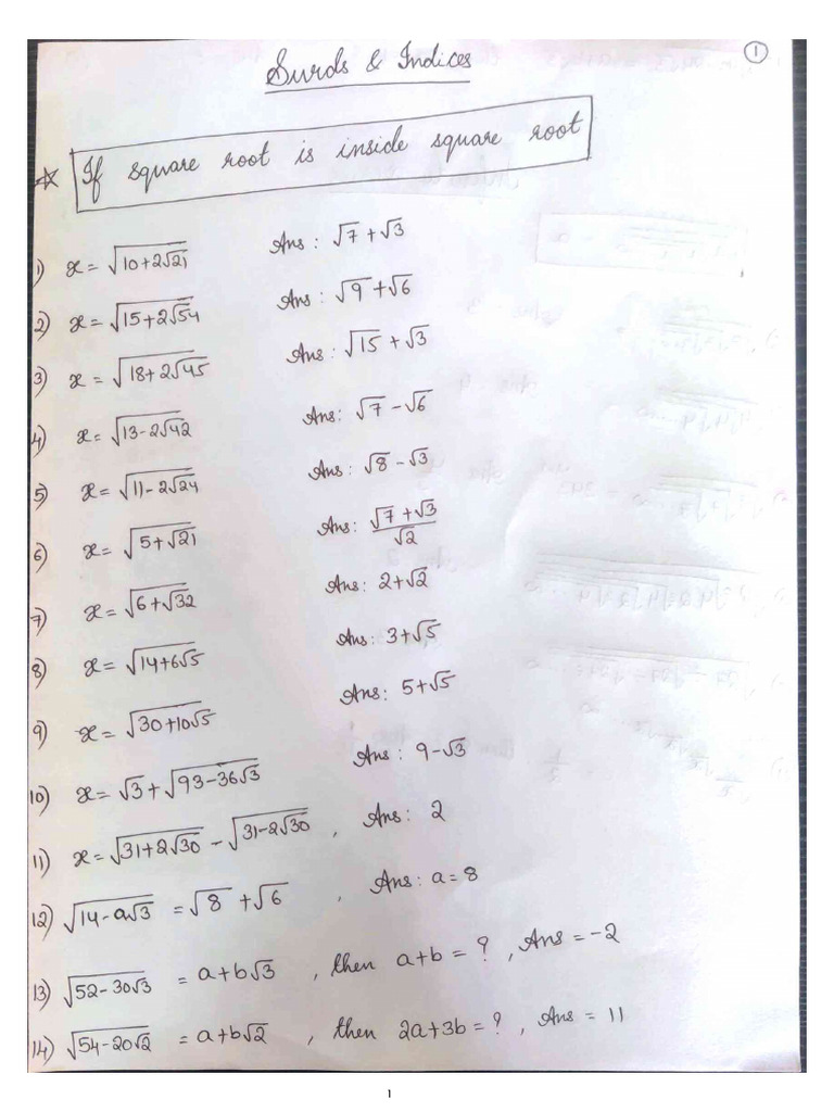 Surds and Indices | PDF