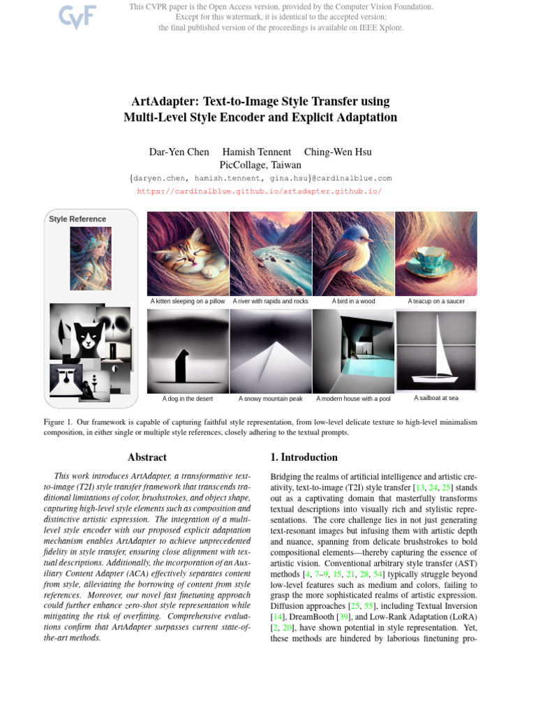 ArtAdapter: Advanced T2I Style Transfer | PDF