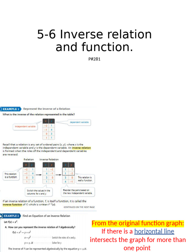 5-6 Inverse Relation and Function | PDF