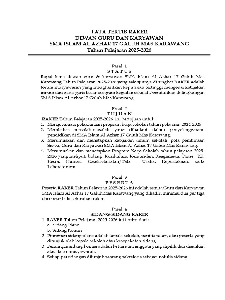 Tata Tertib Raker | PDF