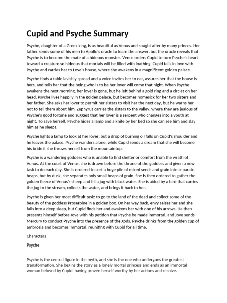 Cupid and Psyche Summary | PDF | A Midsummer Night's Dream