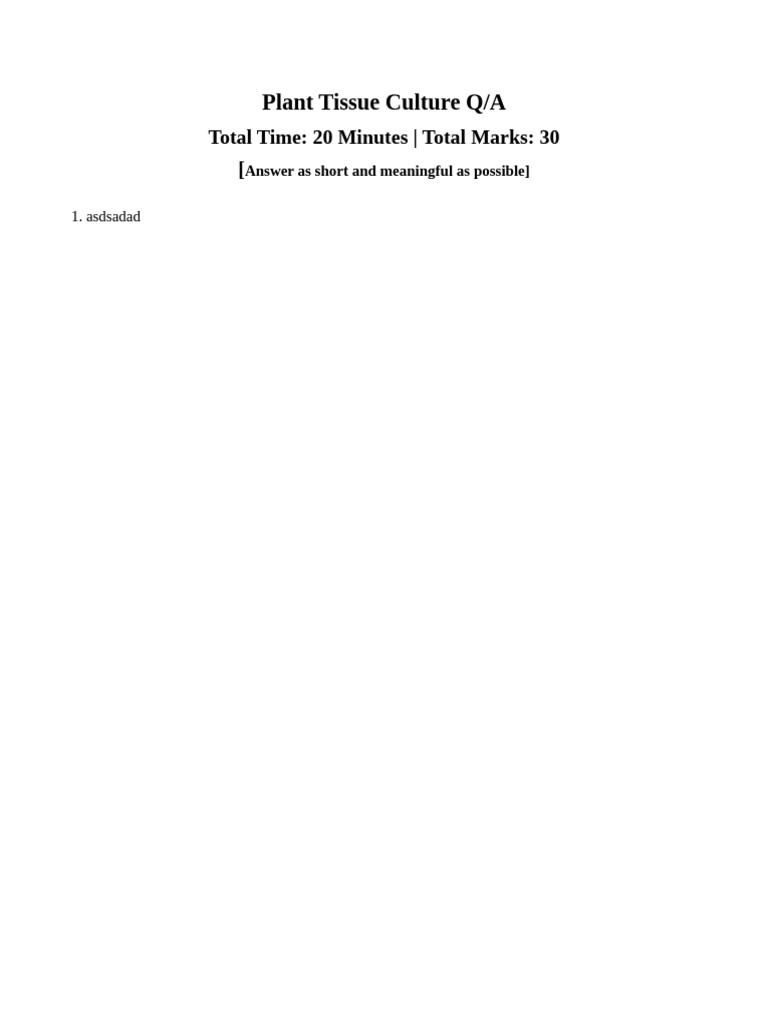 Plant Tissue Culture Q&A Guide | PDF