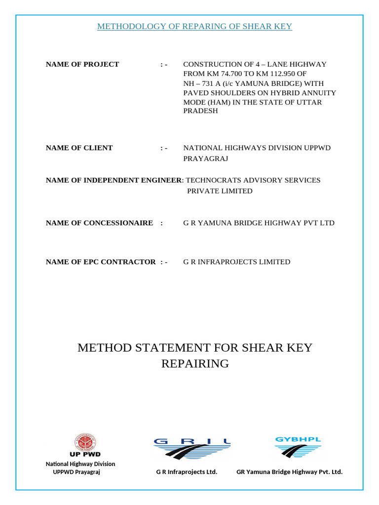 Shear Key Repair Methodology Guide | PDF | Concrete | Safety