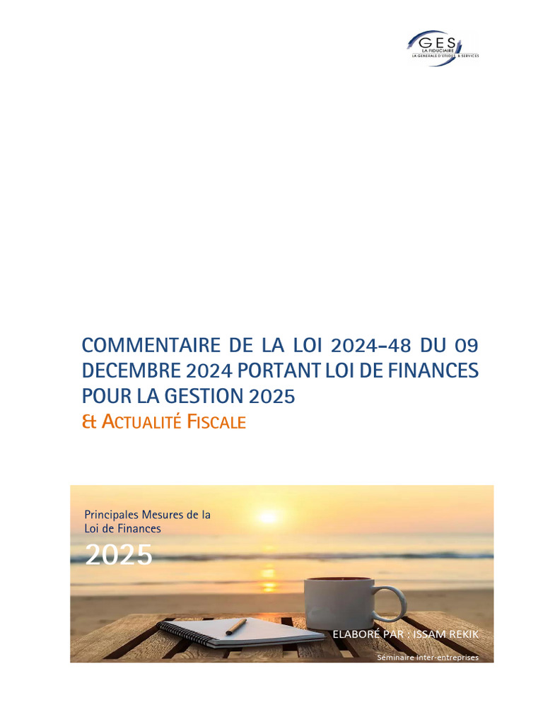 Commentaire de La LFG 2025 Ges V - Déf 1 - VV | PDF