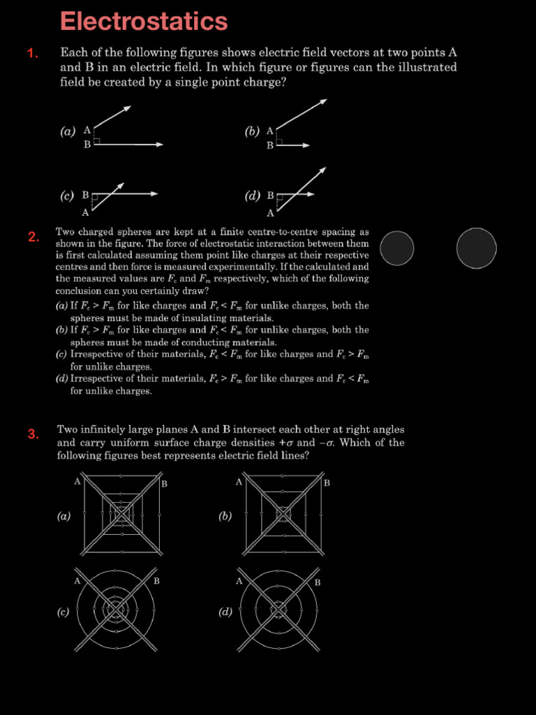 Electrostatics Questions | PDF