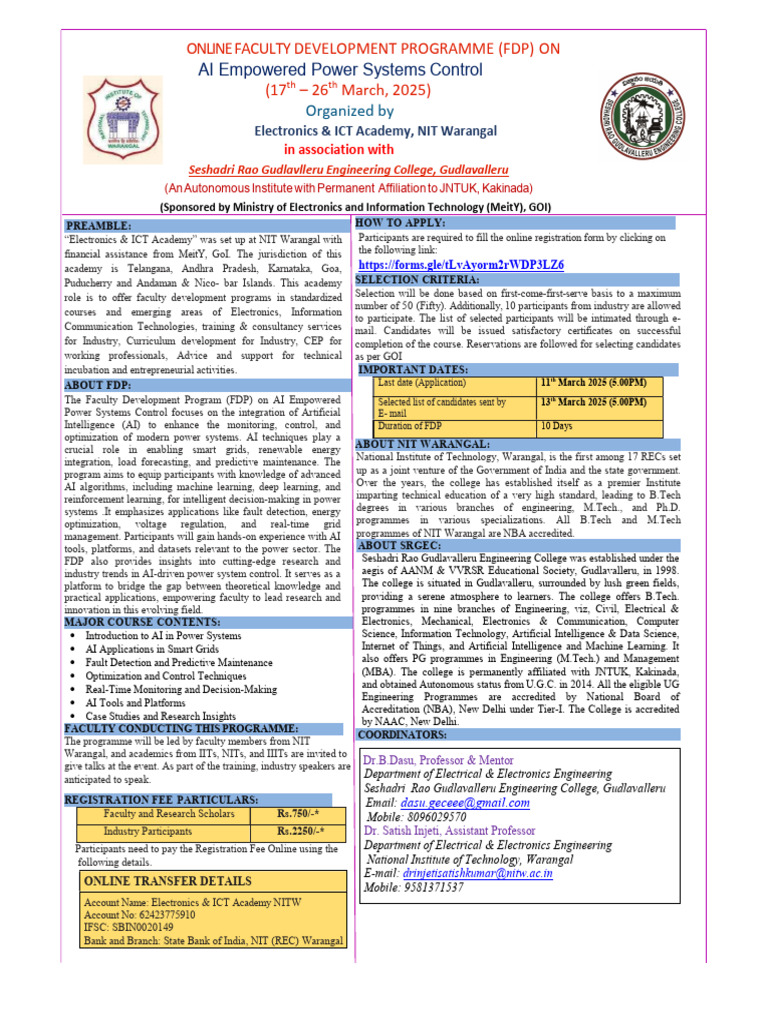 E&ict FDP On Ai in Power Systems | PDF | Artificial Intelligence | Intelligence (AI) & Semantics