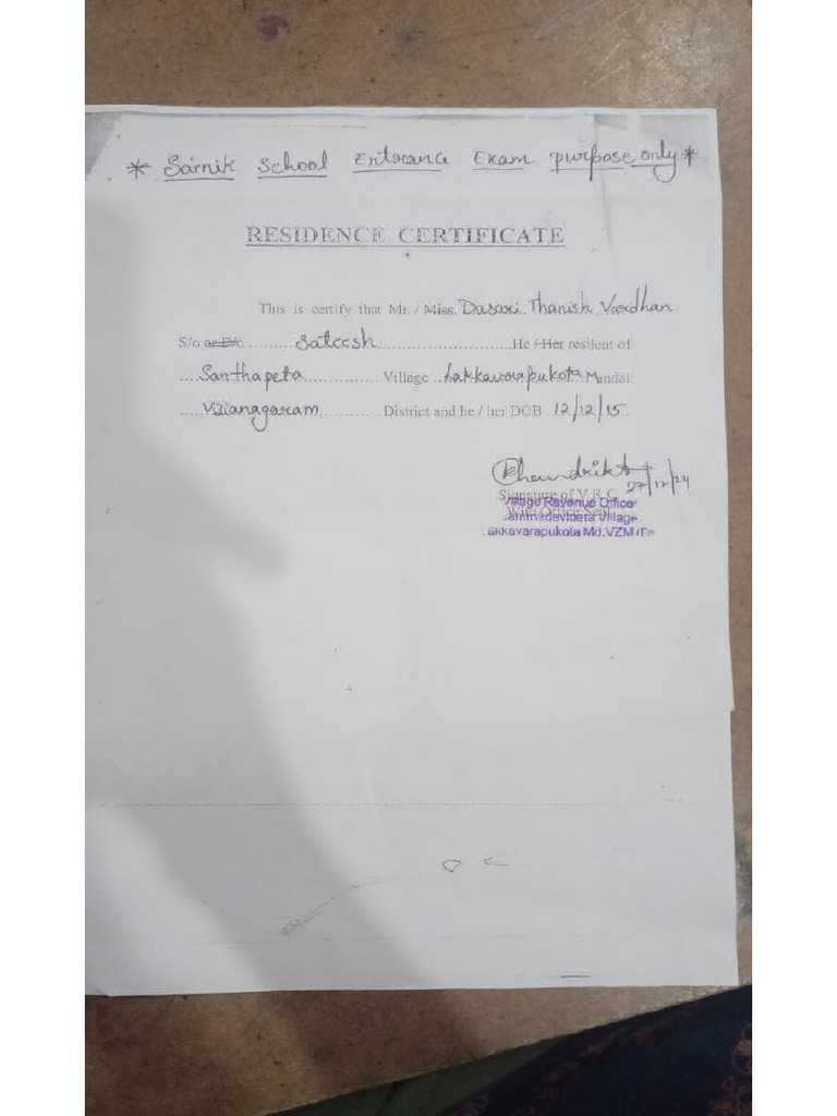 Thanish Vardhan Residence Certificate | PDF