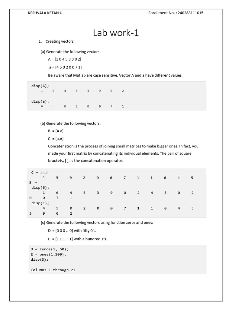 3141005 Signals and Systems_lab_work_1 | PDF | Visual Cortex | Matrix (Mathematics)