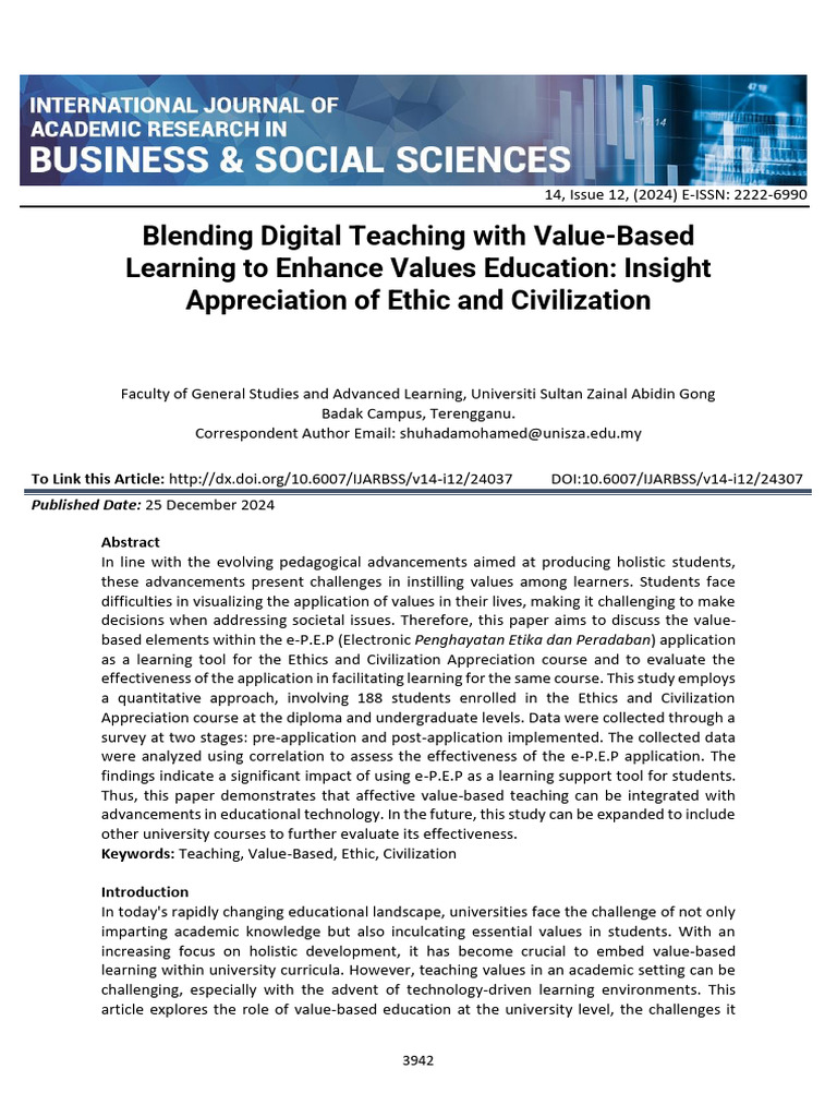 Blending Digital Teaching With Value Based Learning To Enhance Values Education Insight ...