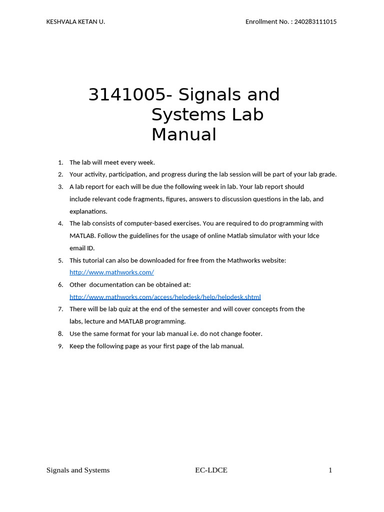 Signals and Systems | PDF | Matrix (Mathematics) | Visual Cortex