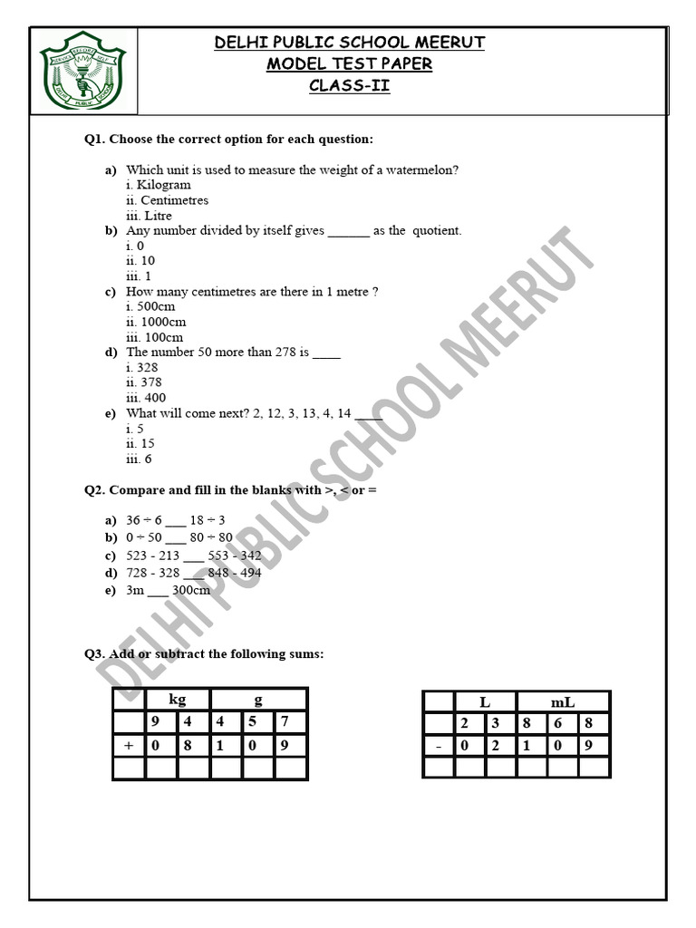DPS Model Test Paper | PDF