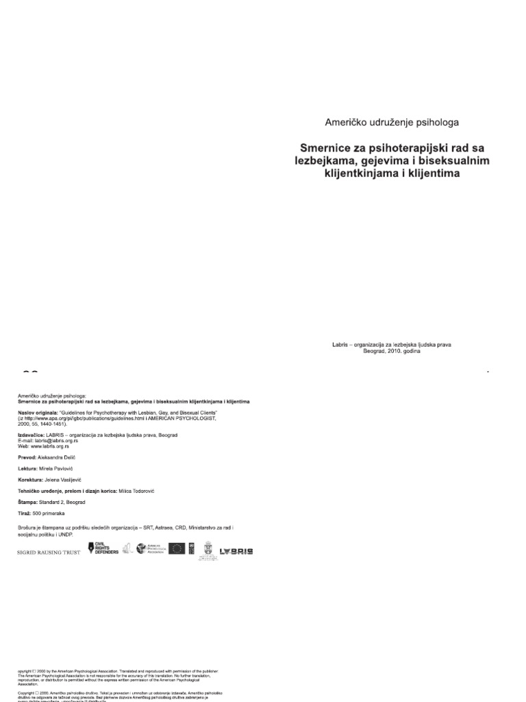 Smernice Za Rad Sa LGBT Populacijom | PDF