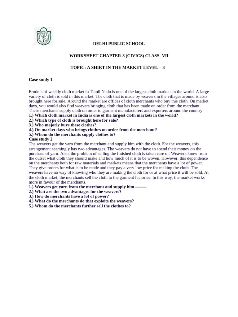 Level 3 Worksheet of CH 8 of Civics | PDF