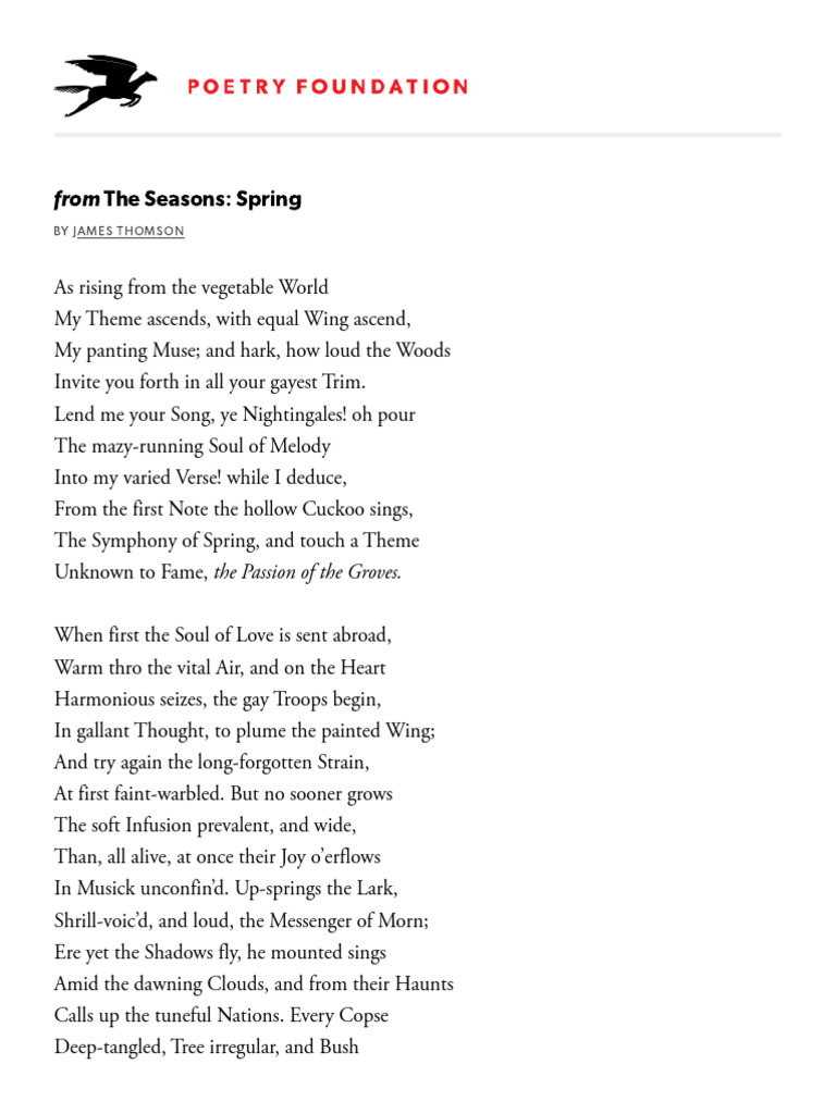 From The Seasons - Spring - The Poetry Foundation | PDF | Birds