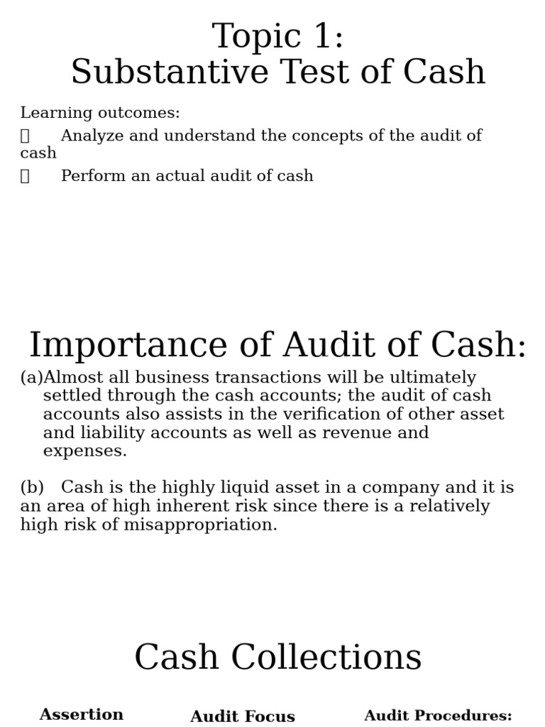 1 Audit of Cash and Cash Equivalents | PDF | Audit | Cash