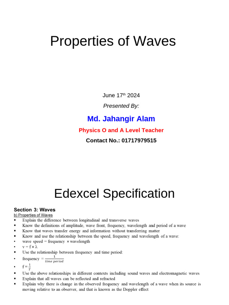 IGCSE 31 PropertiesOfWaves (1) | PDF | Waves | Hertz