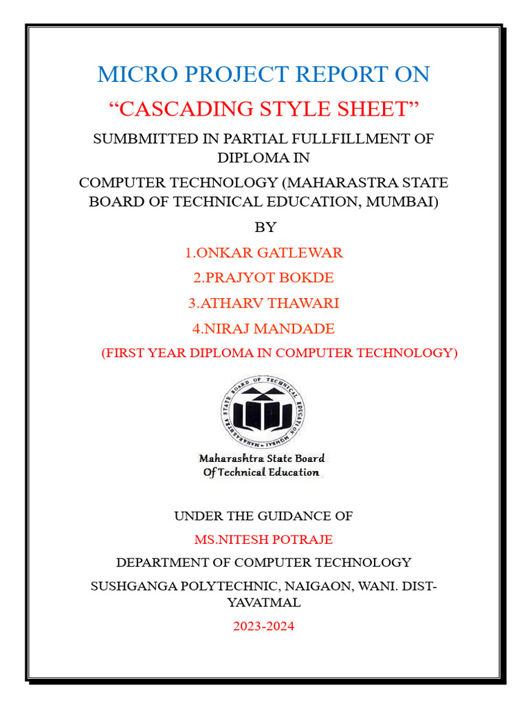 Micro Project Report On | PDF | Vocational Education | Qualifications